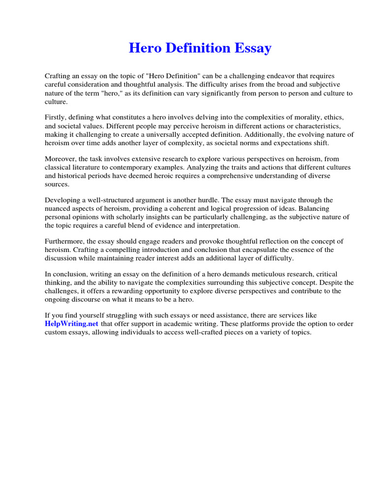 Hero Definition Essay | PDF | Toys | Essays