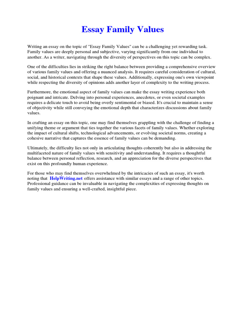 Essay Family Values | PDF | Essays | Predation