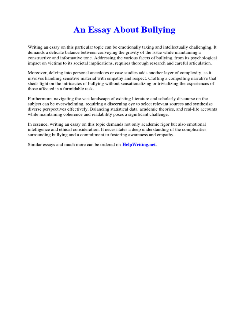 An Essay About Bullying | PDF