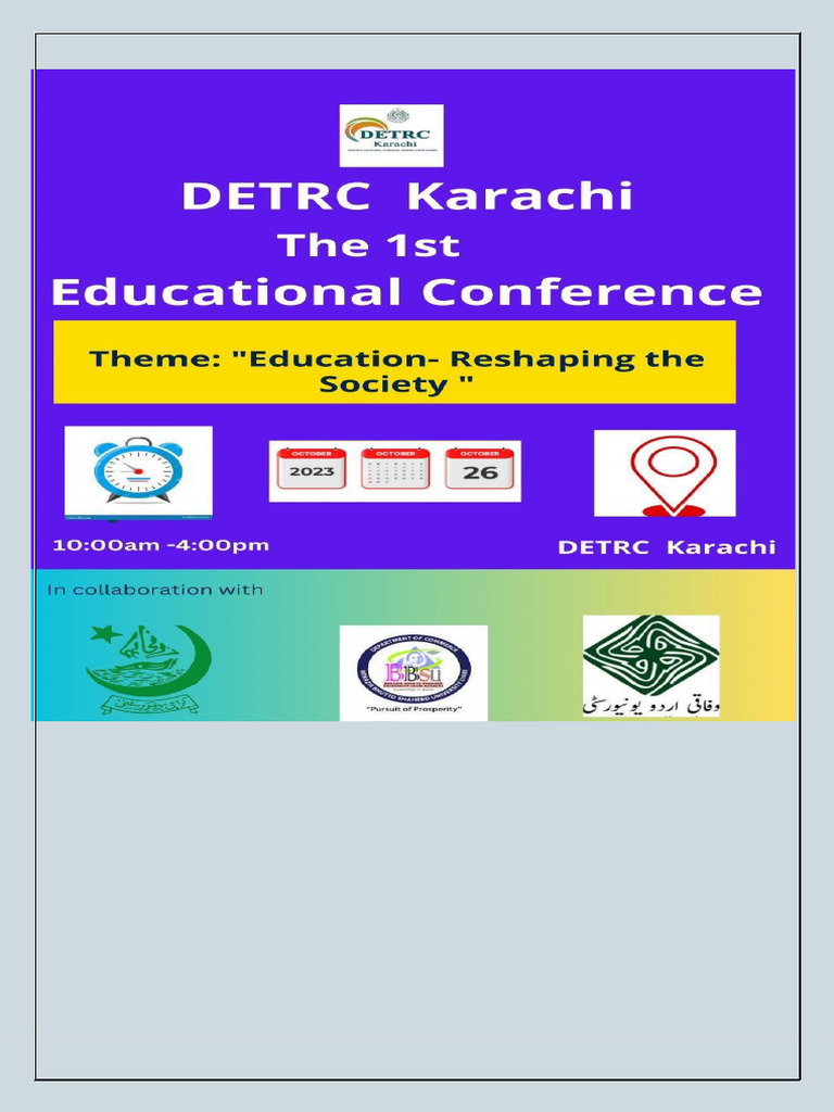 DETRC Karachi The 1st Educational Conference OK | PDF | Teachers ...