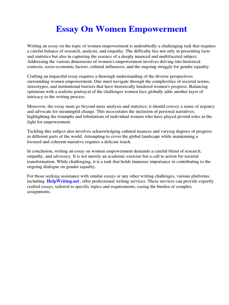 Women Empowerment Essay Guide | PDF | Brain | Nerve