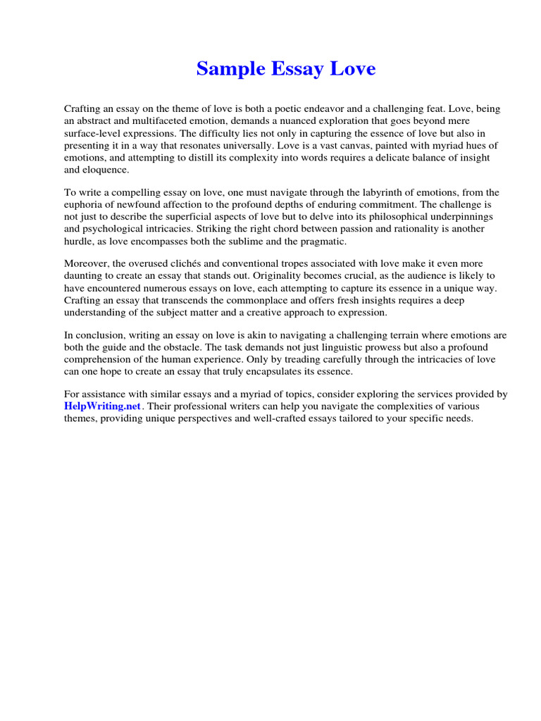 Sample Essay Love | PDF