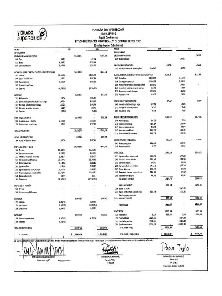 Estados Financieros 2022-2021 FSFB | PDF