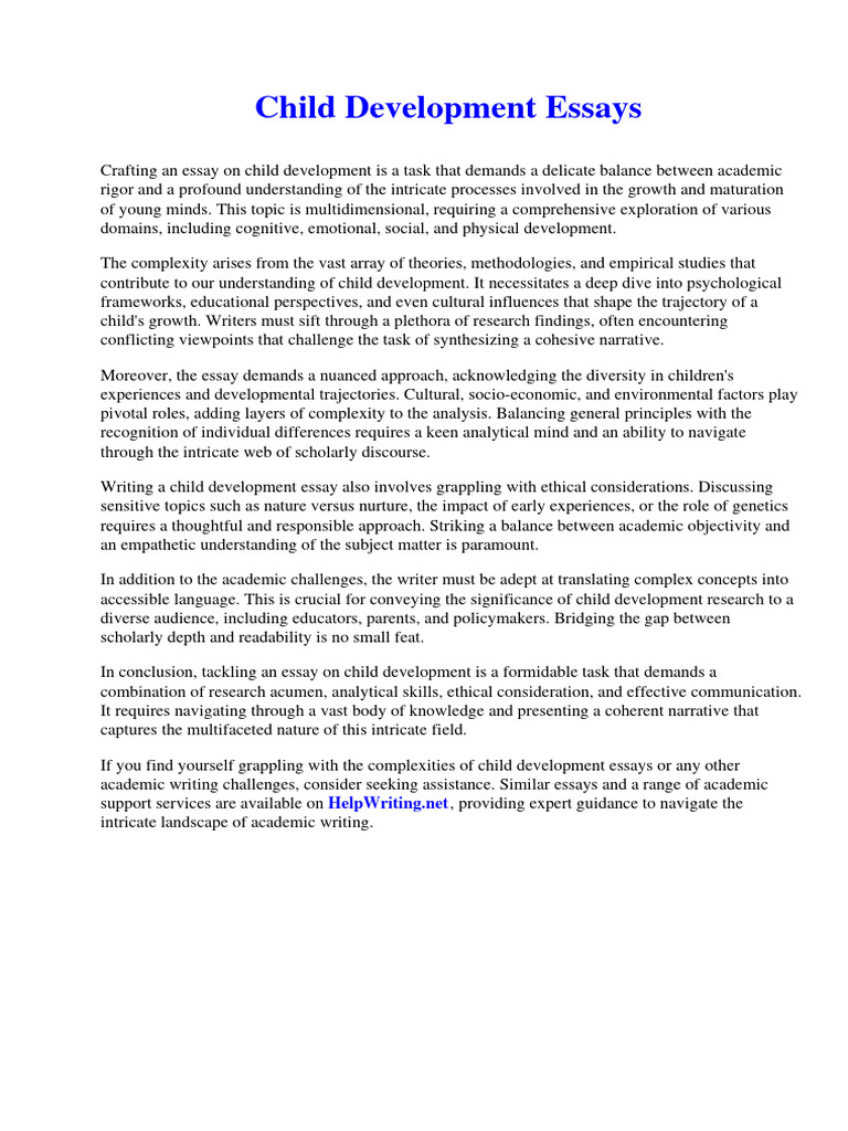 Child Development Essays | PDF | Child Development | Childbirth