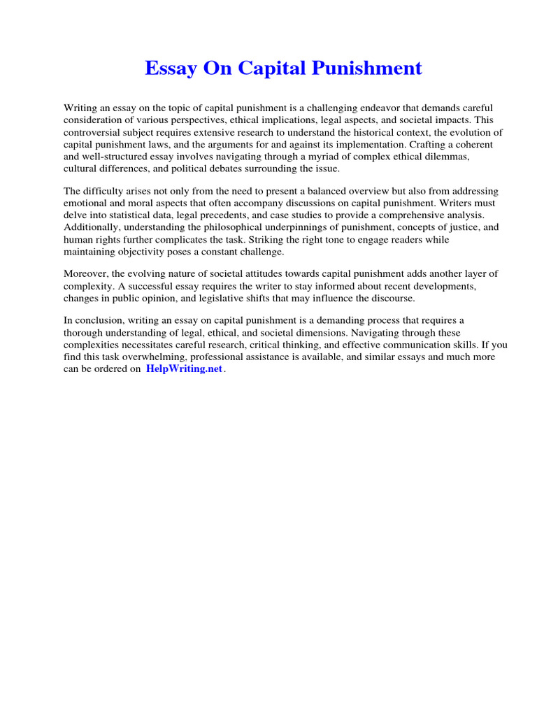 Essay On Capital Punishment | PDF