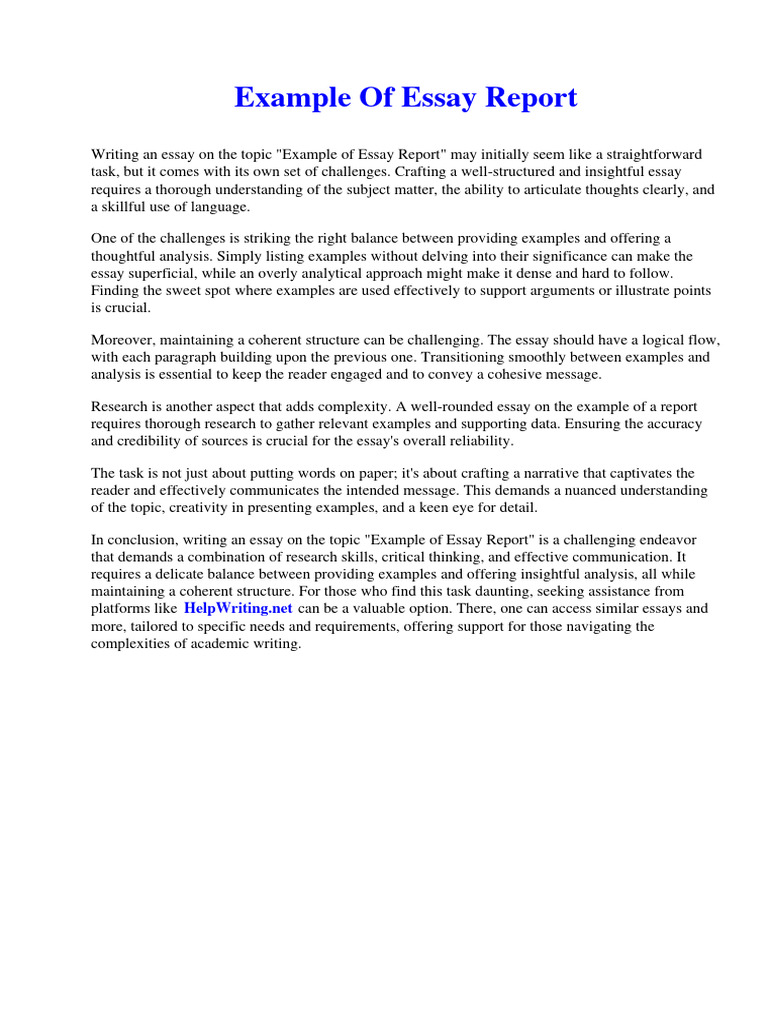 Example of Essay Report | PDF