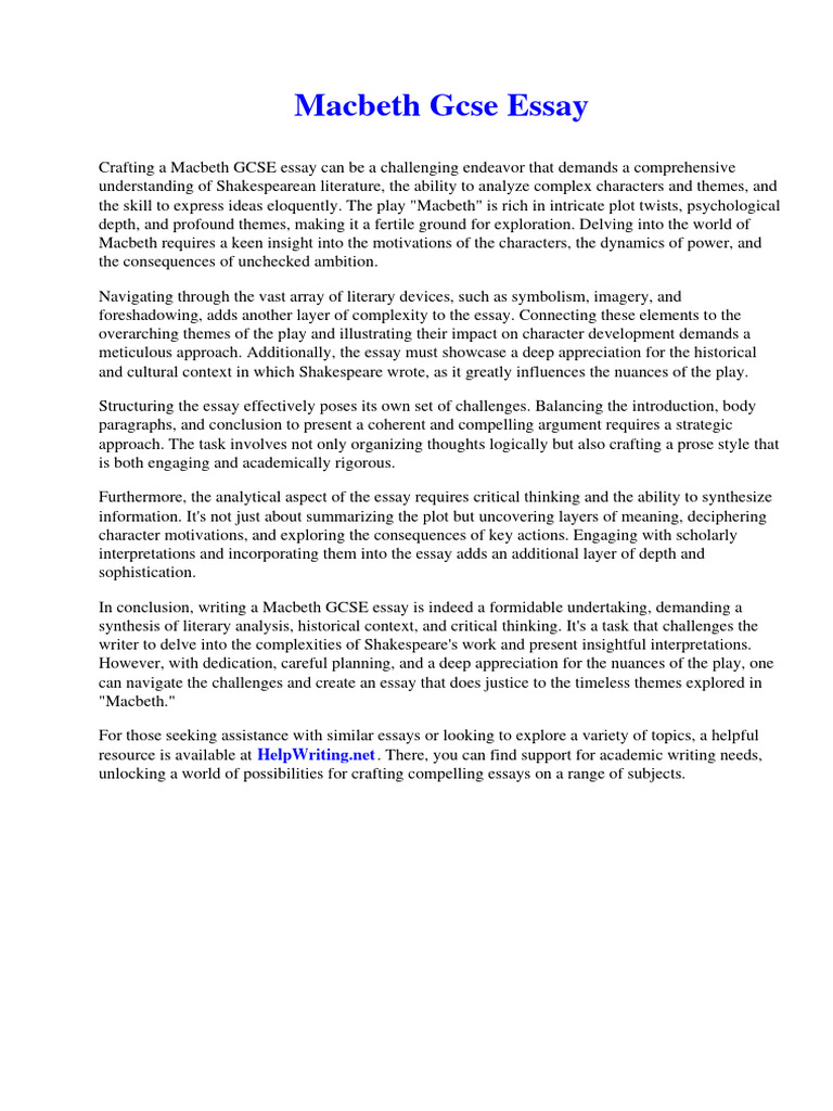 Macbeth Gcse Essay | PDF | Racism | Discrimination & Race Relations