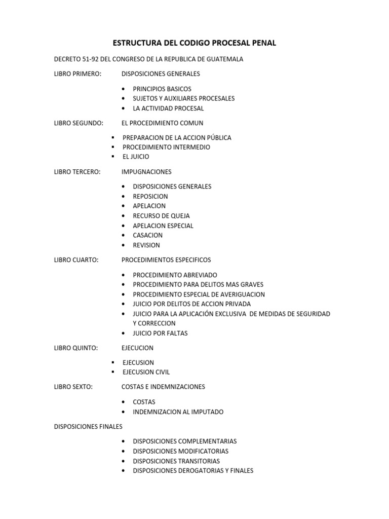 Estructura del Código Procesal Penal 2024 | PDF | Ley procesal ...