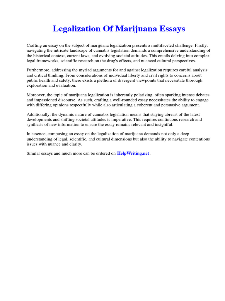 Marijuana Legalization Essay Guide | PDF | Socialist Federal Republic ...