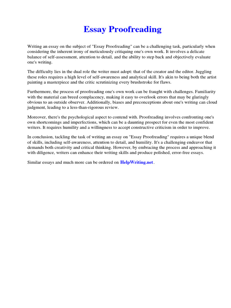 Essay Proofreading | PDF