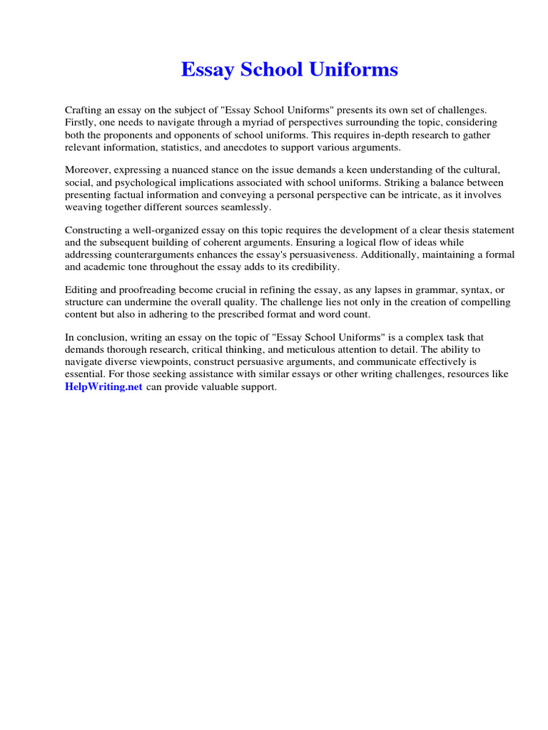 Essay School Uniforms | PDF | Essays | Teachers