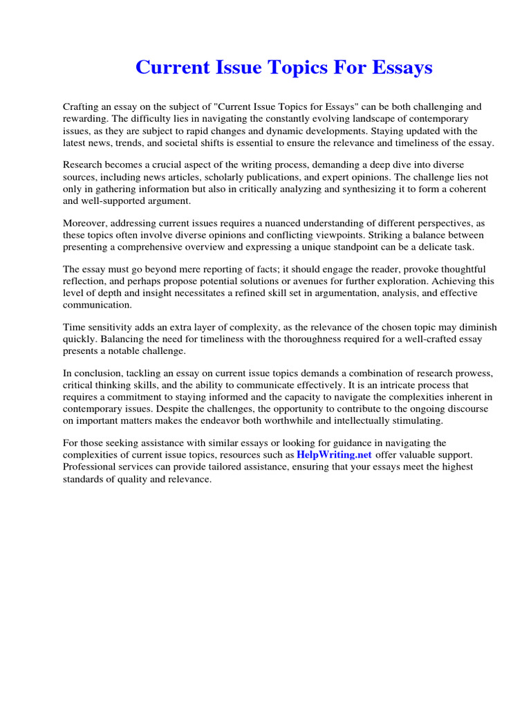 Current Issue Topics For Essays | PDF | Aphasia | Speech