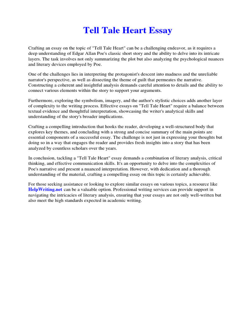 Tell Tale Heart Essay | PDF | Essays | Literacy