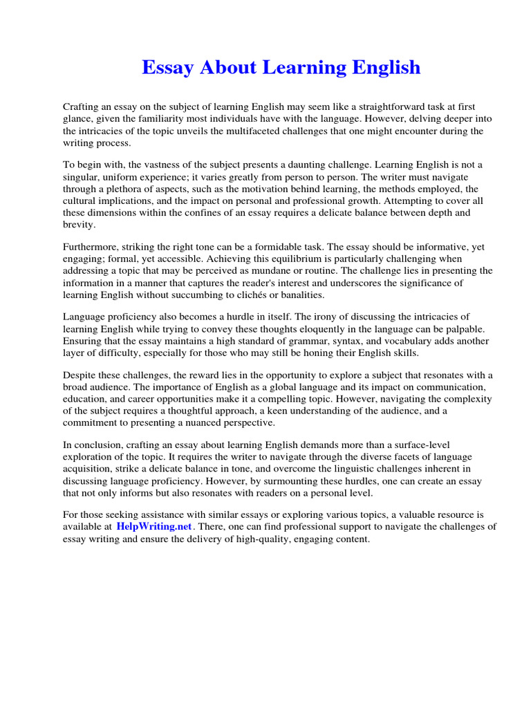 Essay About Learning English | PDF
