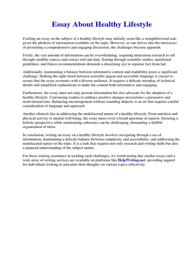 Essay About Healthy Lifestyle | PDF | British Raj | Essays