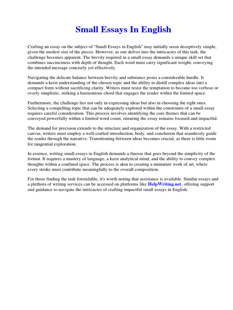 Small Essays in English | PDF | Postmodernism | Burn