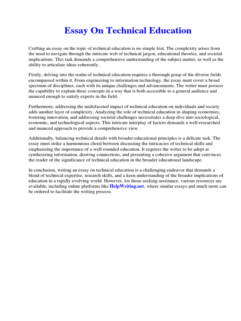 Essay On Technical Education | PDF | Polar Bear Essay On Technical Education | PDF | Polar Bear