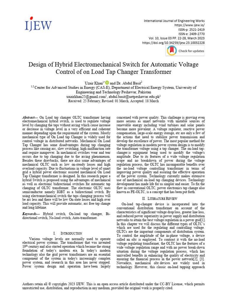 Design of Hybrid Electromechanical Switch For Automatic Voltage Control ...