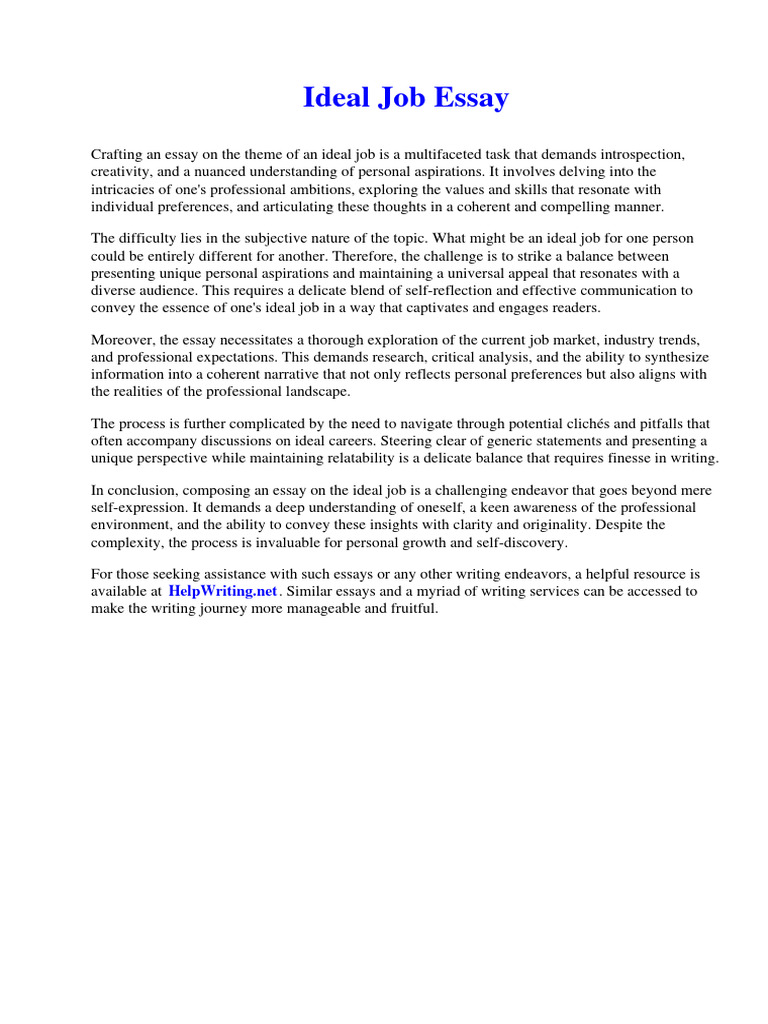Ideal Job Essay | PDF | Rhetoric