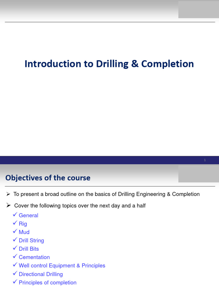 Introduction To Drilling & Completion | PDF | Petroleum | Drilling Rig