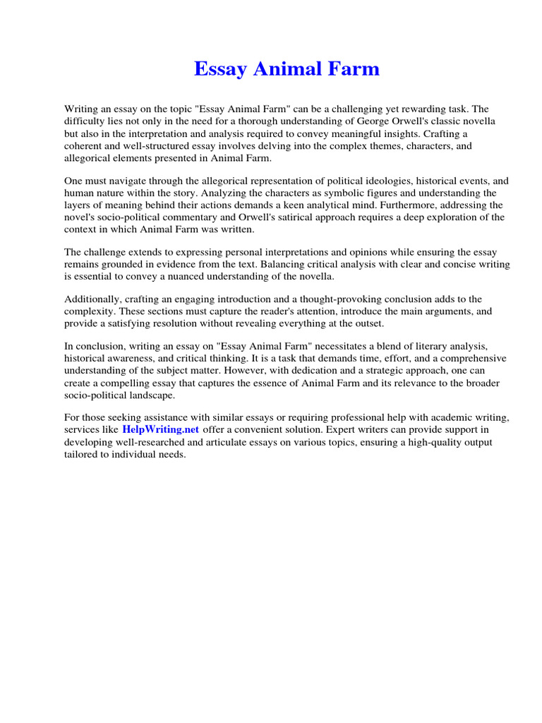 Essay Animal Farm | Download Free PDF | General Practitioner | Neurology