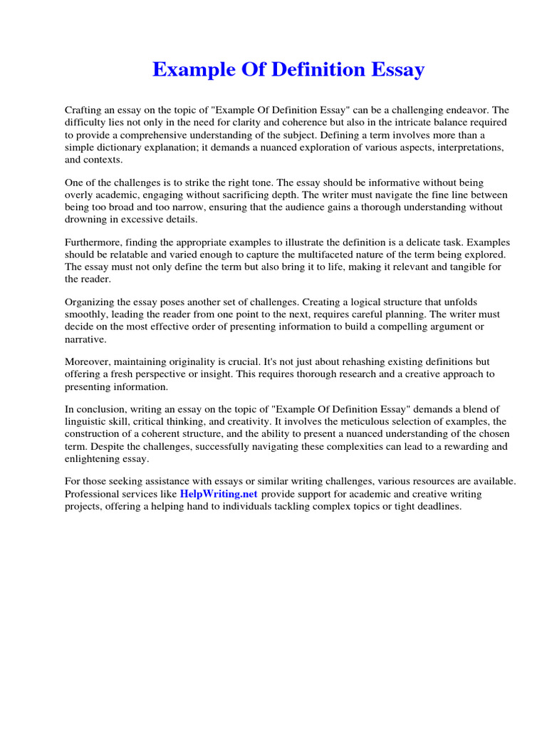 Example of Definition Essay | PDF | Essays | Dr. Watson