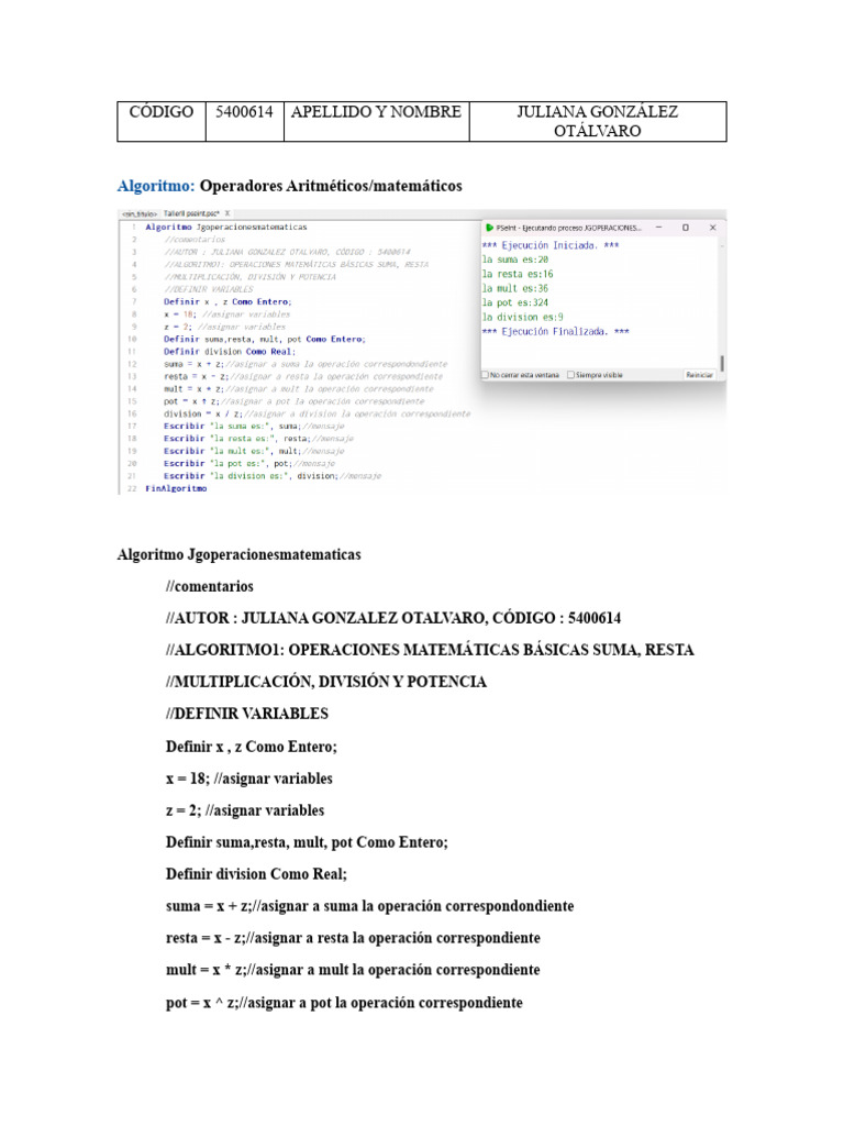 Taller ProgII - Jugonot | PDF | División (Matemáticas) | Variable (Matemáticas)