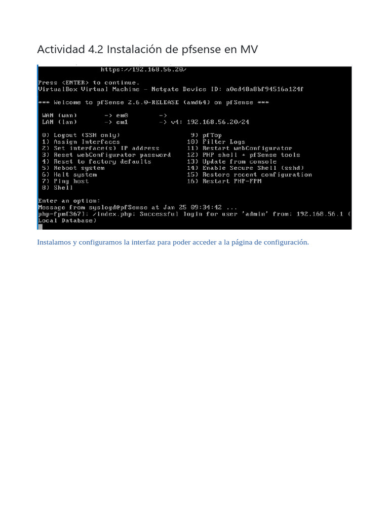 Instalación y configuración de pfSense | PDF