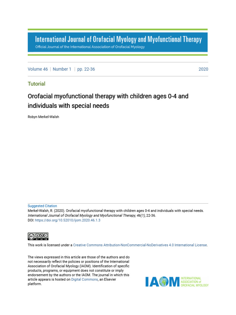 Orofacial Myofunctional Therapy With Children Ages 0-4 | PDF | Clinical ...
