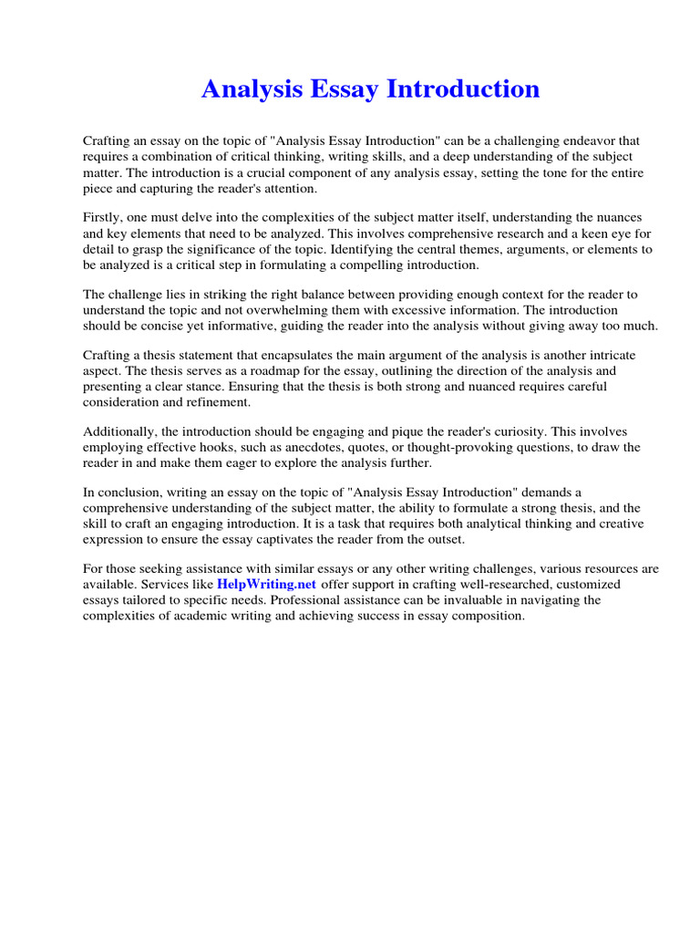 Analysis Essay Introduction | PDF | Essays | Jane Austen