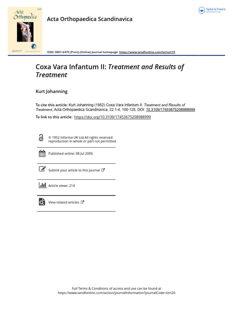 Coxa Vara Infantum II Treatment and Results of Treatment | PDF
