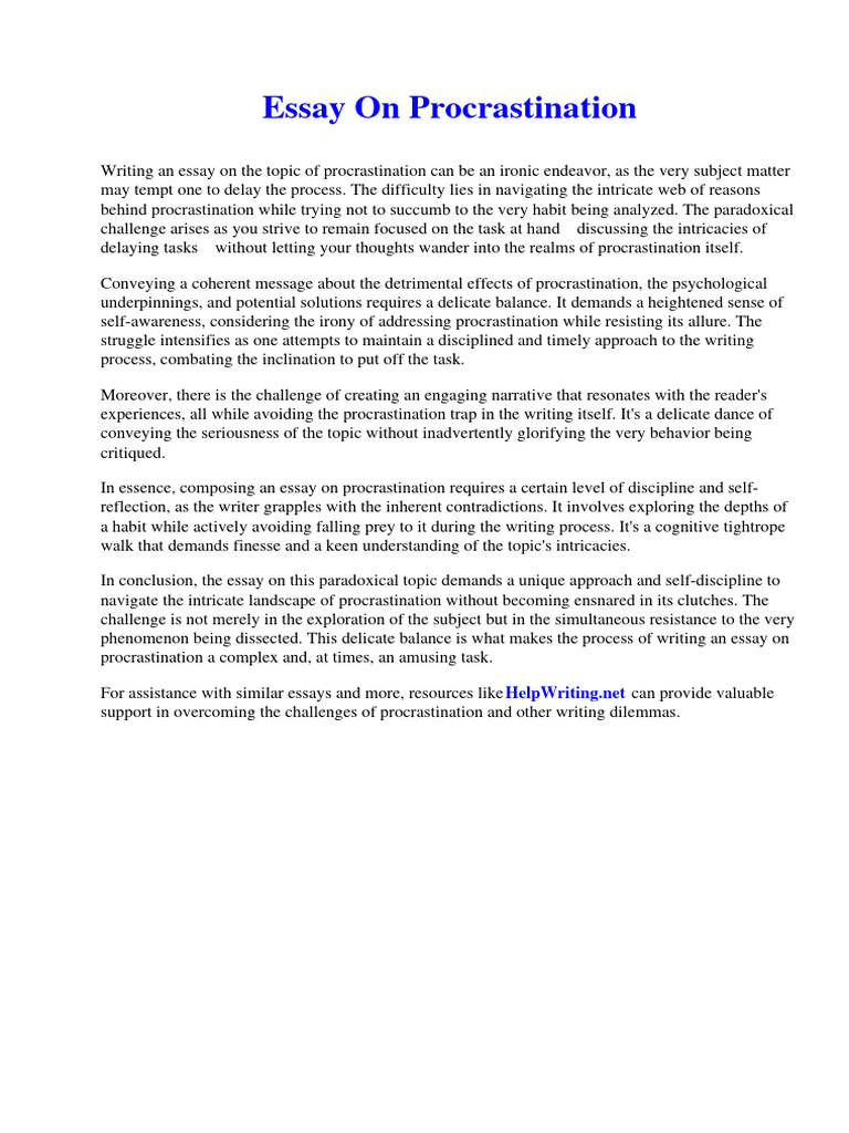 Essay On Procrastination | PDF | Financial Accounting Standards Board ...