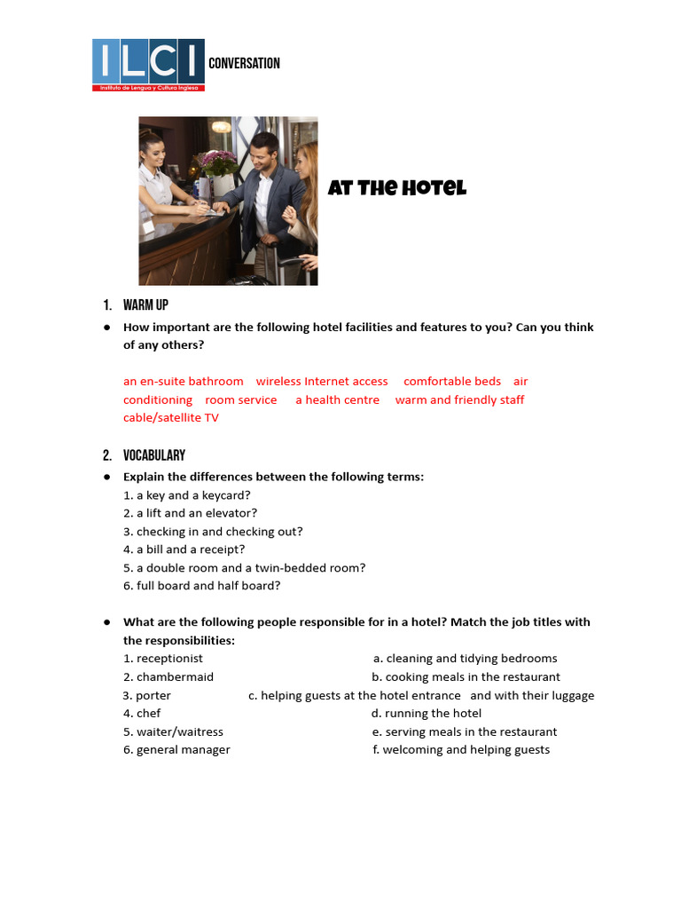 At The Hotel - Conversation | PDF