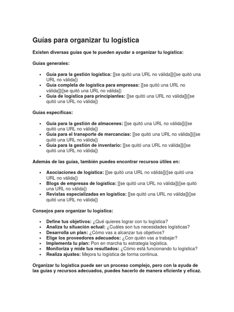 Guías para Organizar Tu Logística | PDF | Logística | Ingeniería de Sistemas