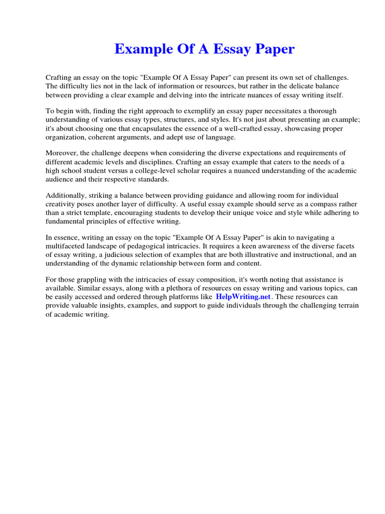 Example of A Essay Paper | PDF | Budget | Essays