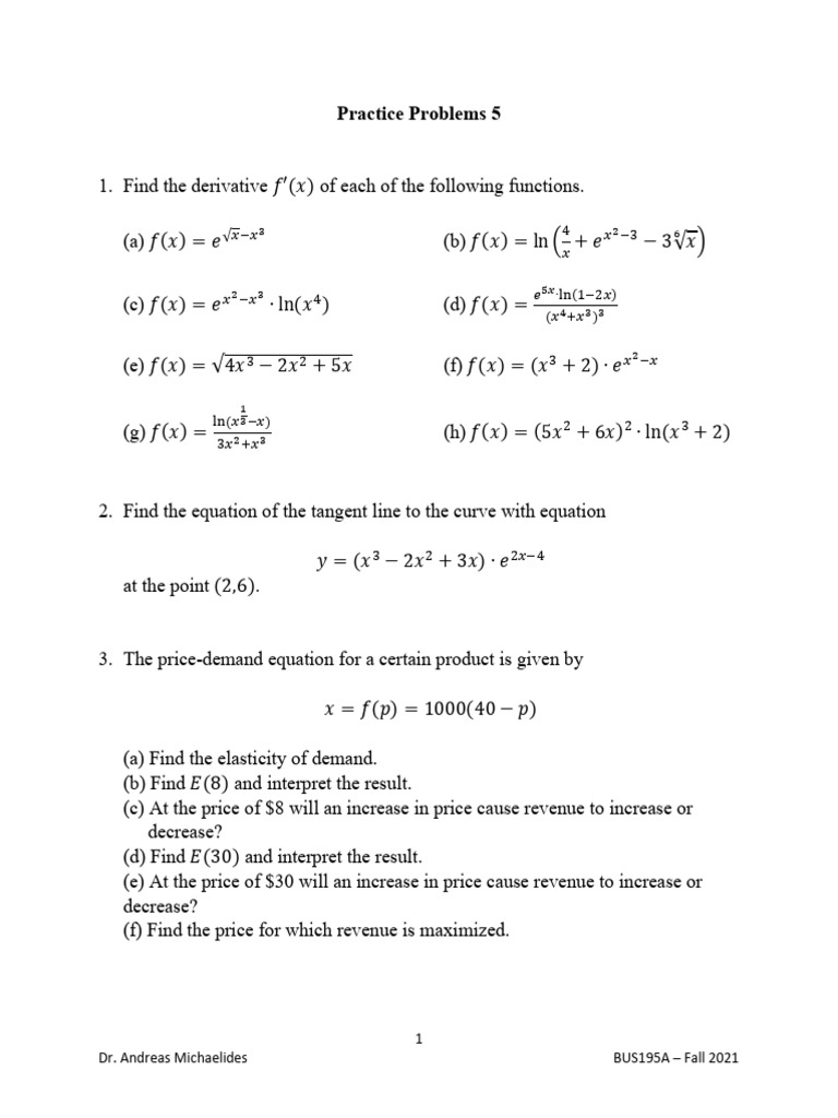 Practice_Problems_5 | PDF | Demand | Price Elasticity Of Demand