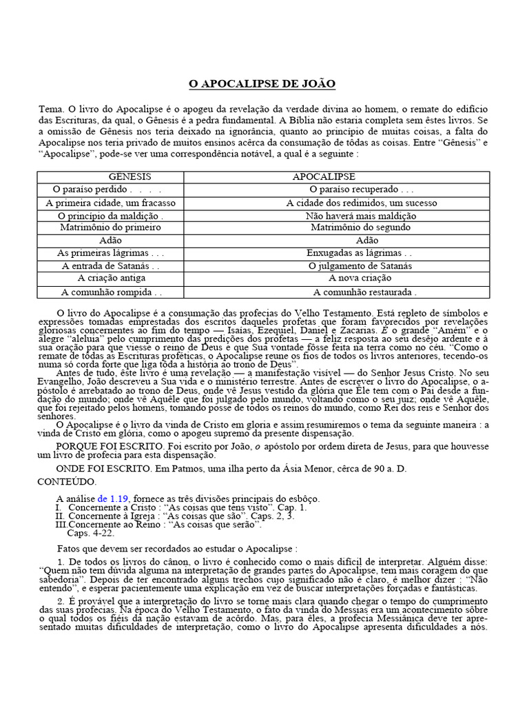 Apocalipse De João Pdf Livro Do Apocalipse Jesus