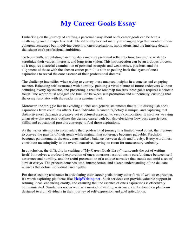 My Career Goals Essay | PDF | Metabolism | Dna