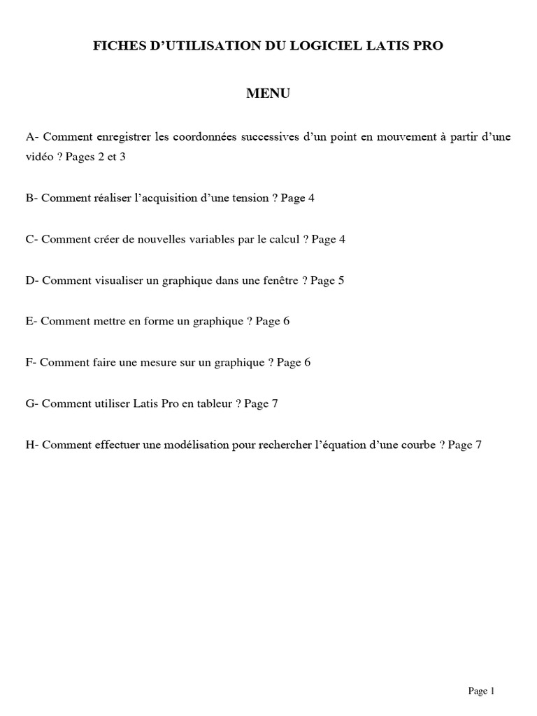 Guide d'utilisation de Latis Pro | PDF | Feuille de calcul | Bouton ...