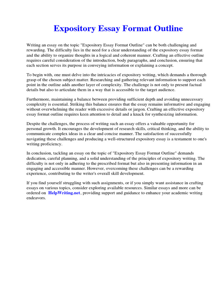 Expository Essay Format Outline | Download Free PDF | Sex Offender | Essays