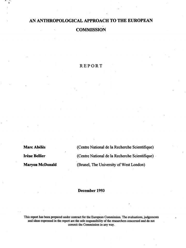 An Anthrop - Ological Approach To The European Commission: Marc Abeles ...