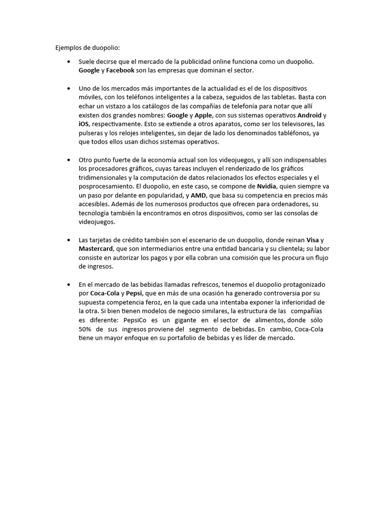 Ejemplos de Duopolio | PDF | Juegos y actividades