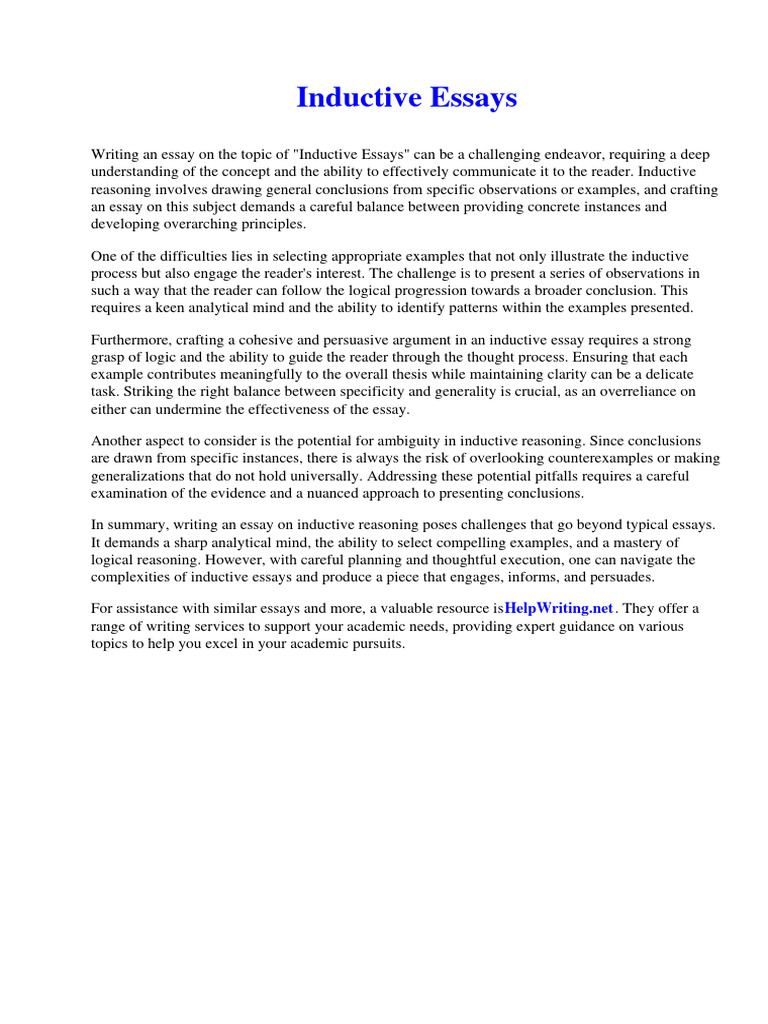 Inductive Essays Pdf Anesthesia Inductive Reasoning