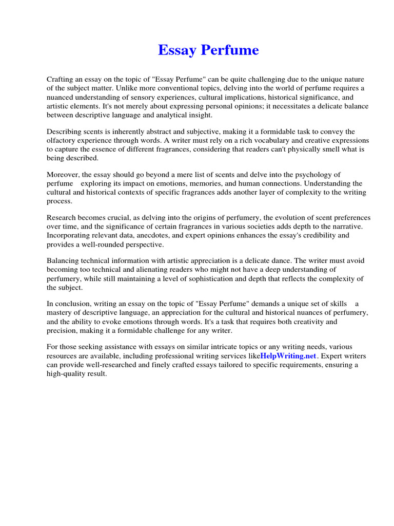 Essay Perfume | PDF | Biochemistry | Chemistry