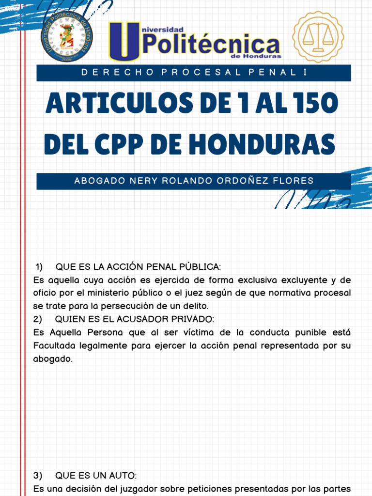 Articulos de 1 Al 150 Del CPP de Honduras | PDF | Jurisdicción | Judicaturas