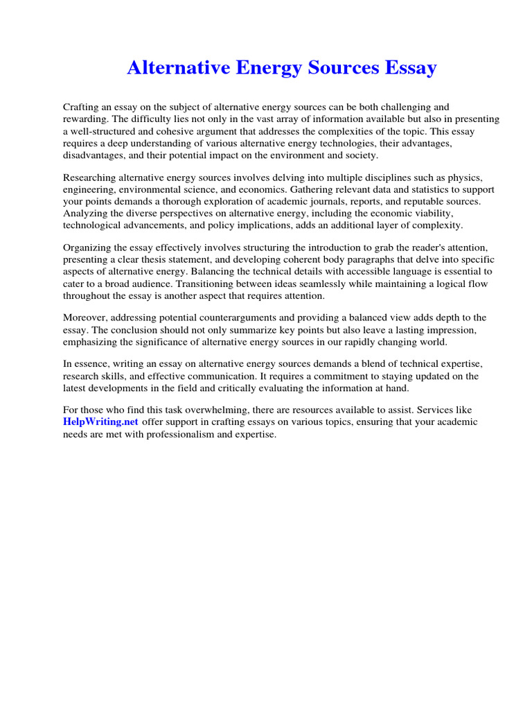 Alternative Energy Sources Essay | PDF | Radar | Essays