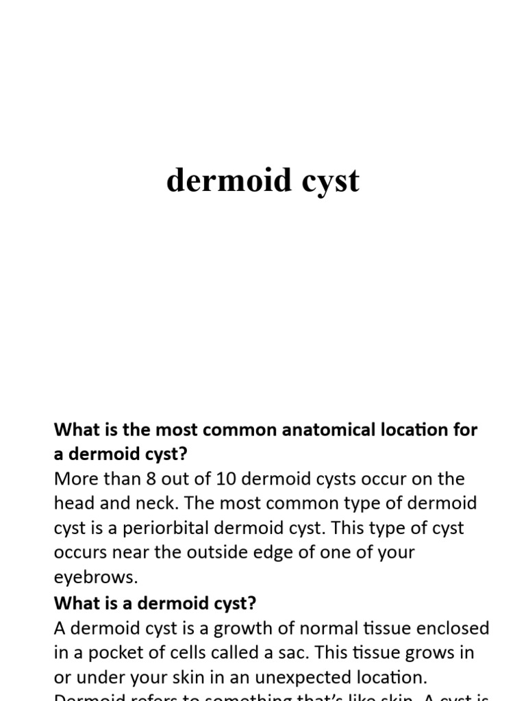 Dermoid Cyst | PDF | Skin | Anatomy