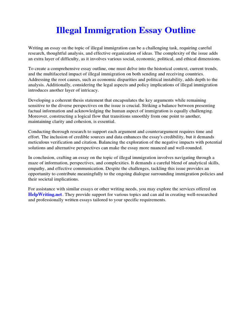 Illegal Immigration Essay Outline | PDF | Balance Sheet | Internet Of ...