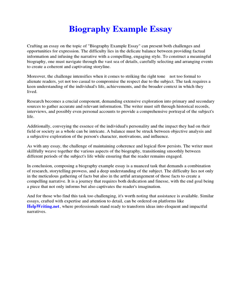 Biography Example Essay | PDF | Typography | Nicholas Ii Of Russia