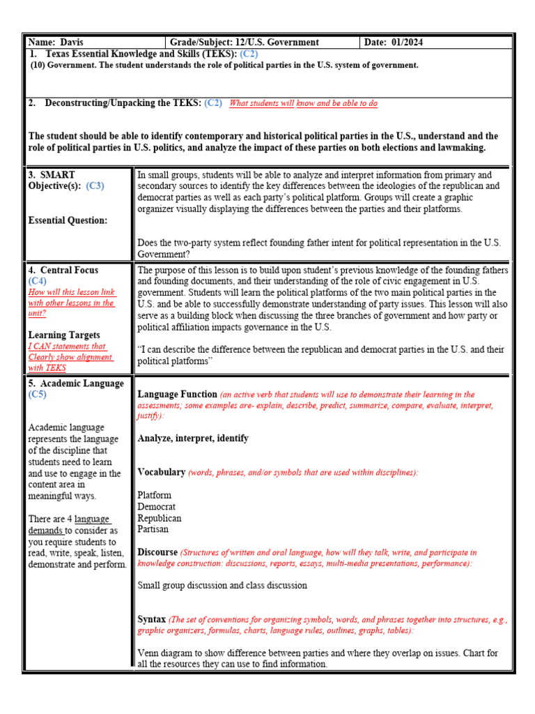 LPG Delivery Plan Davis v1 | PDF | Vocabulary | Cognition
